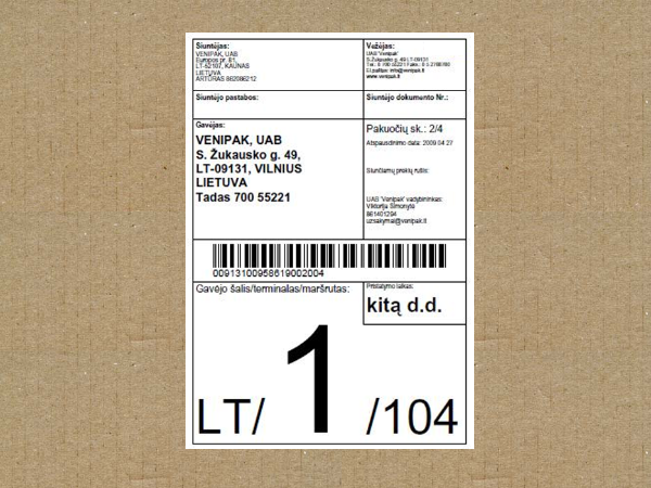 Adequate labelling - Venipak