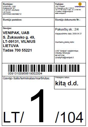 Adequate labelling - Venipak